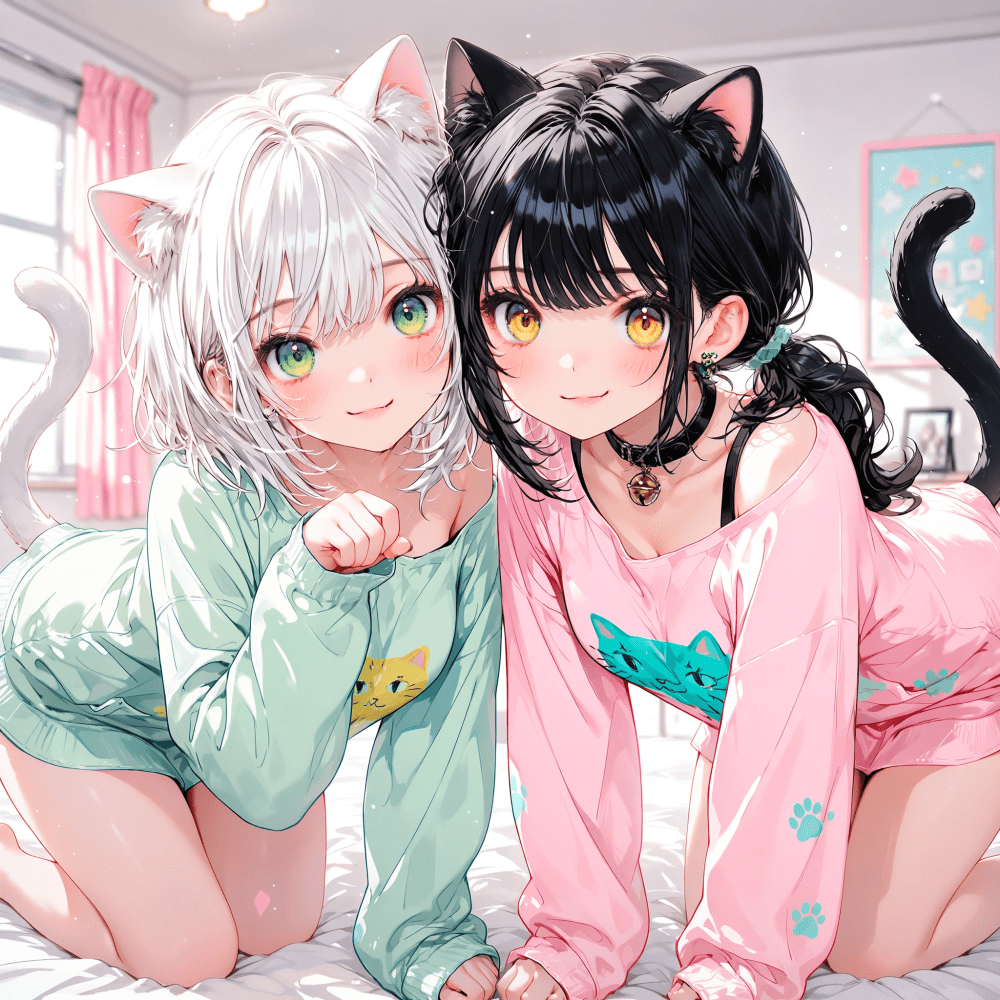 白猫と黒猫 - Little Spiceさんのイラスト作品 - アイス(Ai.s)