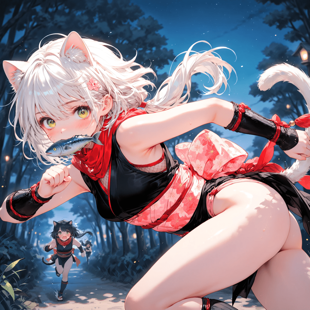 お魚咥えた猫耳忍者 - Little Spiceさんのイラスト作品 - アイス(Ai.s)
