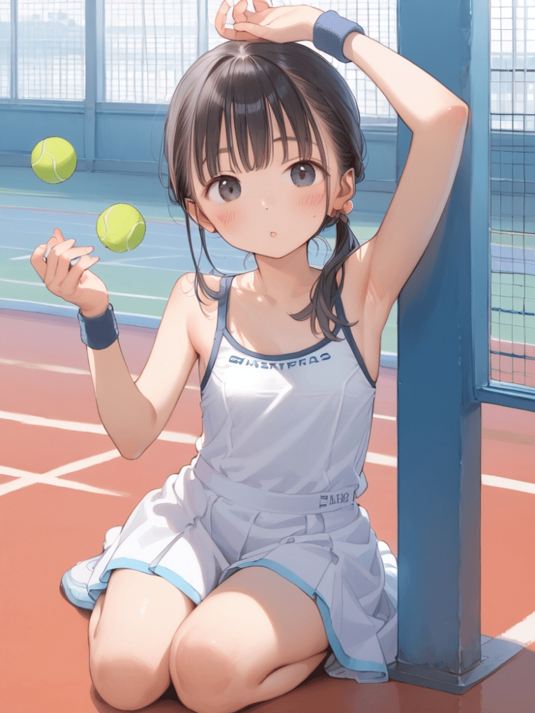 ポニテJ〇ちゃんのテニスウェア姿 - じぇいまるさんのイラスト作品 - アイス(Ai.s)